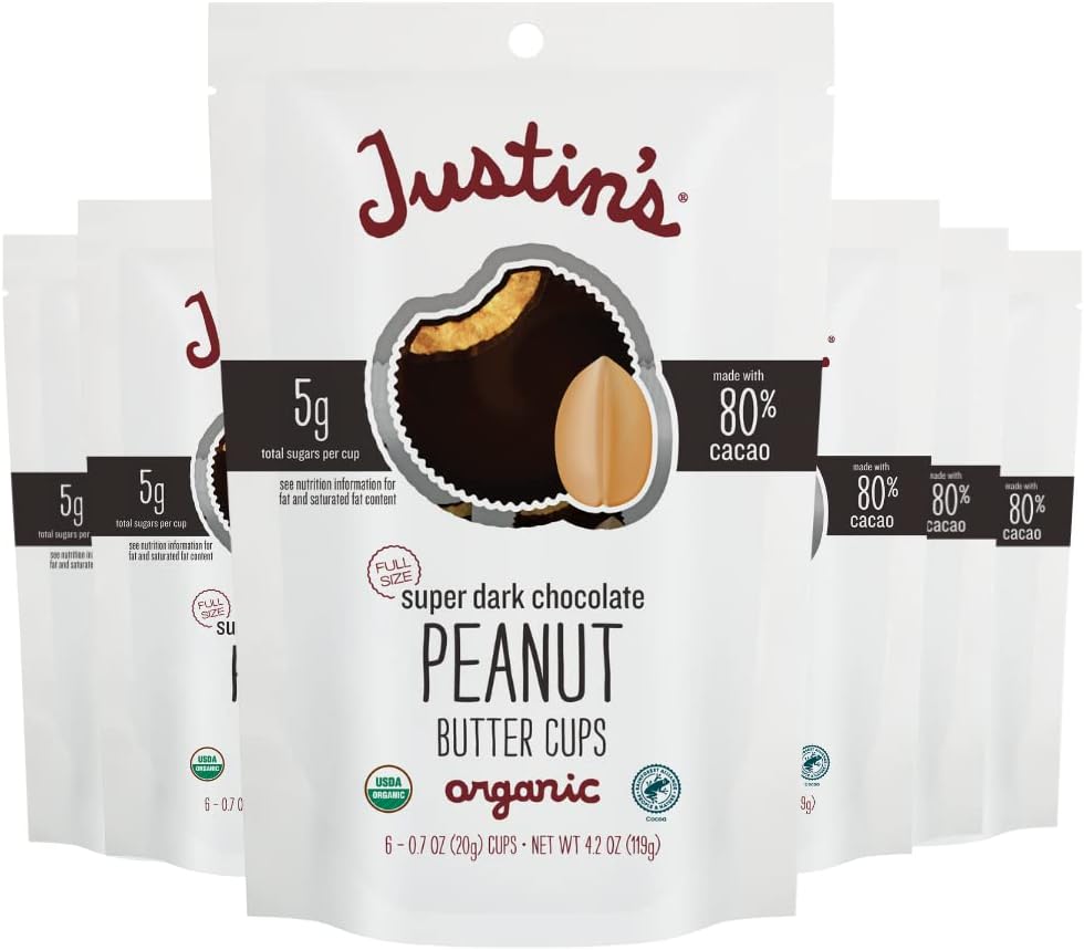 Amazon.com: Justin's, Mini Dark Chocolate Peanut Butter Cups, 4.7 oz ...