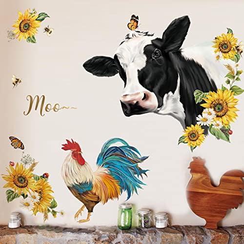 Amazon.com: Funny Cow Wall Stickers Cute Cow Window Stickers Farm ...