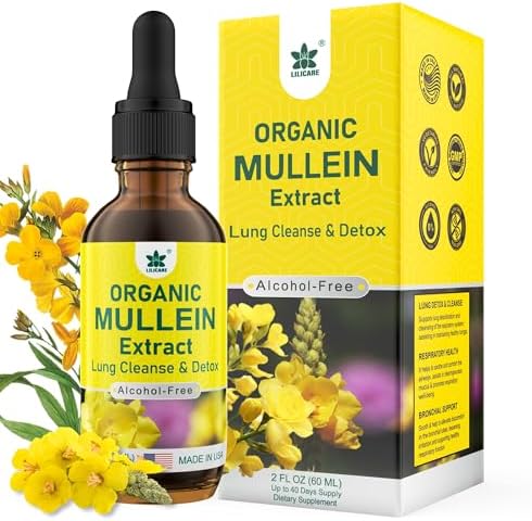 Amazon.com: USDA Organic Mullein Drops for Lungs - Herbal Lung Detox ...