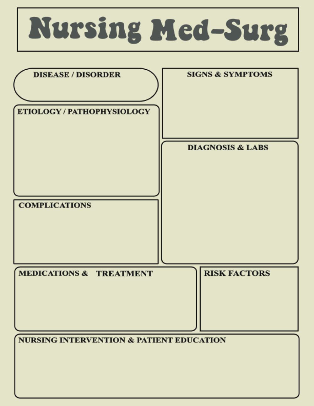 Nursing Med-Surg Notebook & Note Guide: A Blank Disease Template for ...