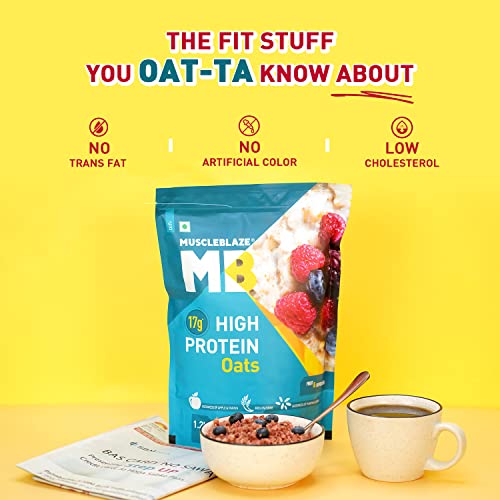 MuscleBlaze High Protein Oats 1.2 kg, Fruit & Superseeds | 17 g Protein ...