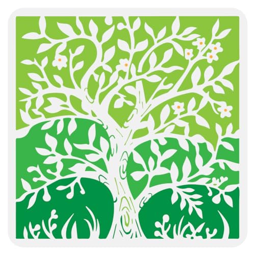 FINGERINSPIRE Trees of Life Painting Large Stencil 30x30cm PET Spiral ...