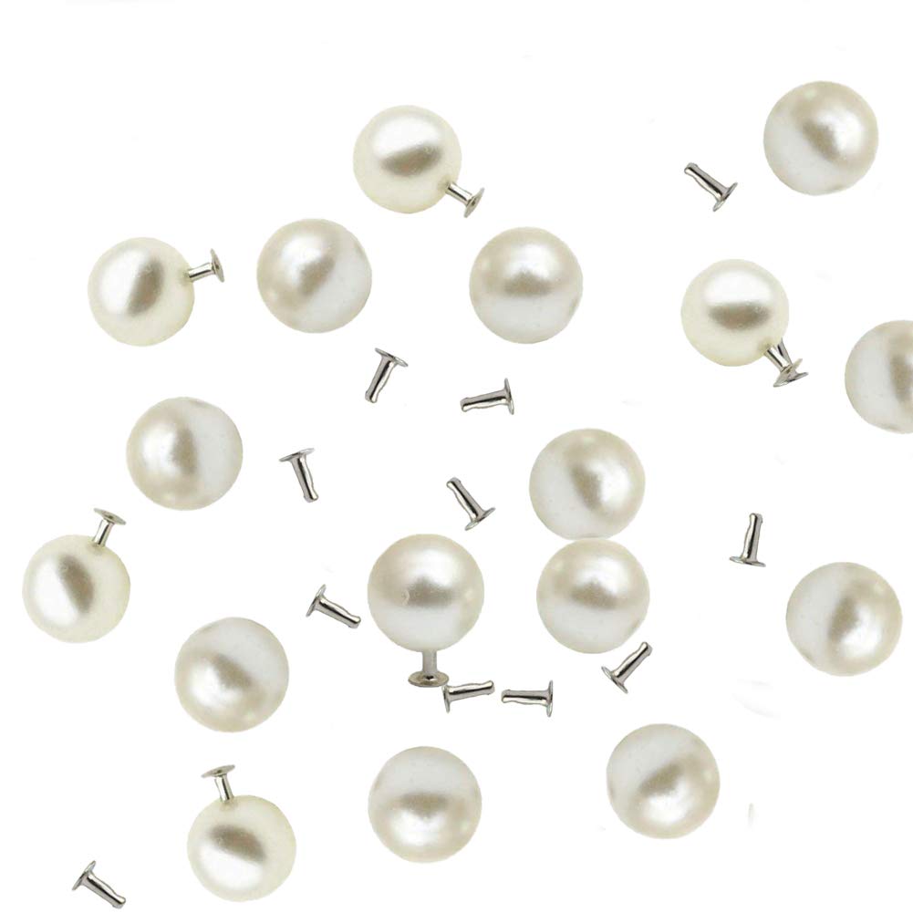 AKOAK 100 Set Pearl Rivet,Half Hole Faux Pearls Rivets Studs Buttons ...