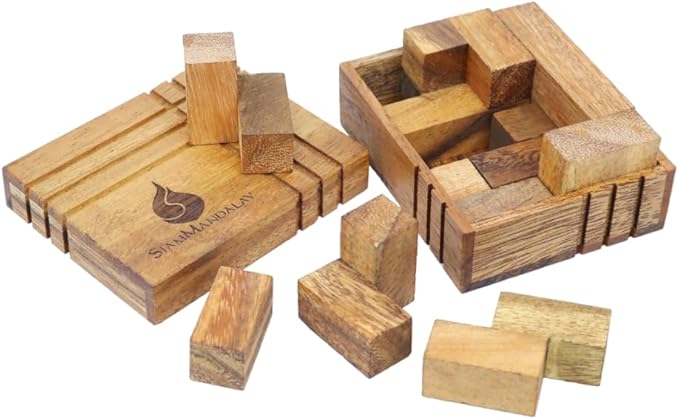 Amazon.com: Wooden Puzzle Challenge Box – Handmade Brain Teaser for ...