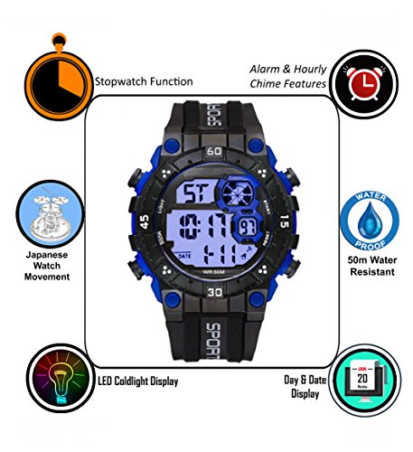 DIRAY Digital Hard-Core Speed Look Black Sports Watch For Men- : Amazon ...