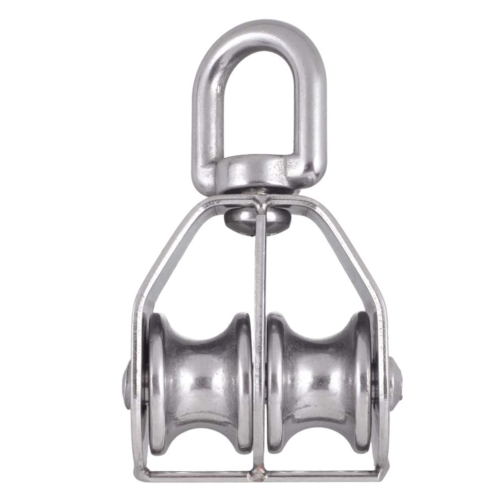 Snapklik.com : 4 Pack M25 Double Pulley Block Stainless Steel 304 Wire ...
