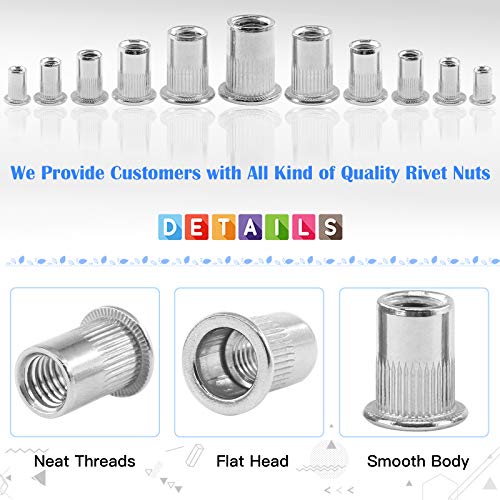 Snapklik.com : 85Pcs #8-32#10-24 1/4-20 5/16-18 3/8-16 UNC Rivet Nuts ...
