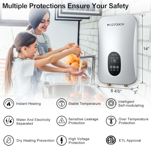 ECOTOUCH Electric Tankless Water Heater 240V,6.5kW Instant Hot Water ...