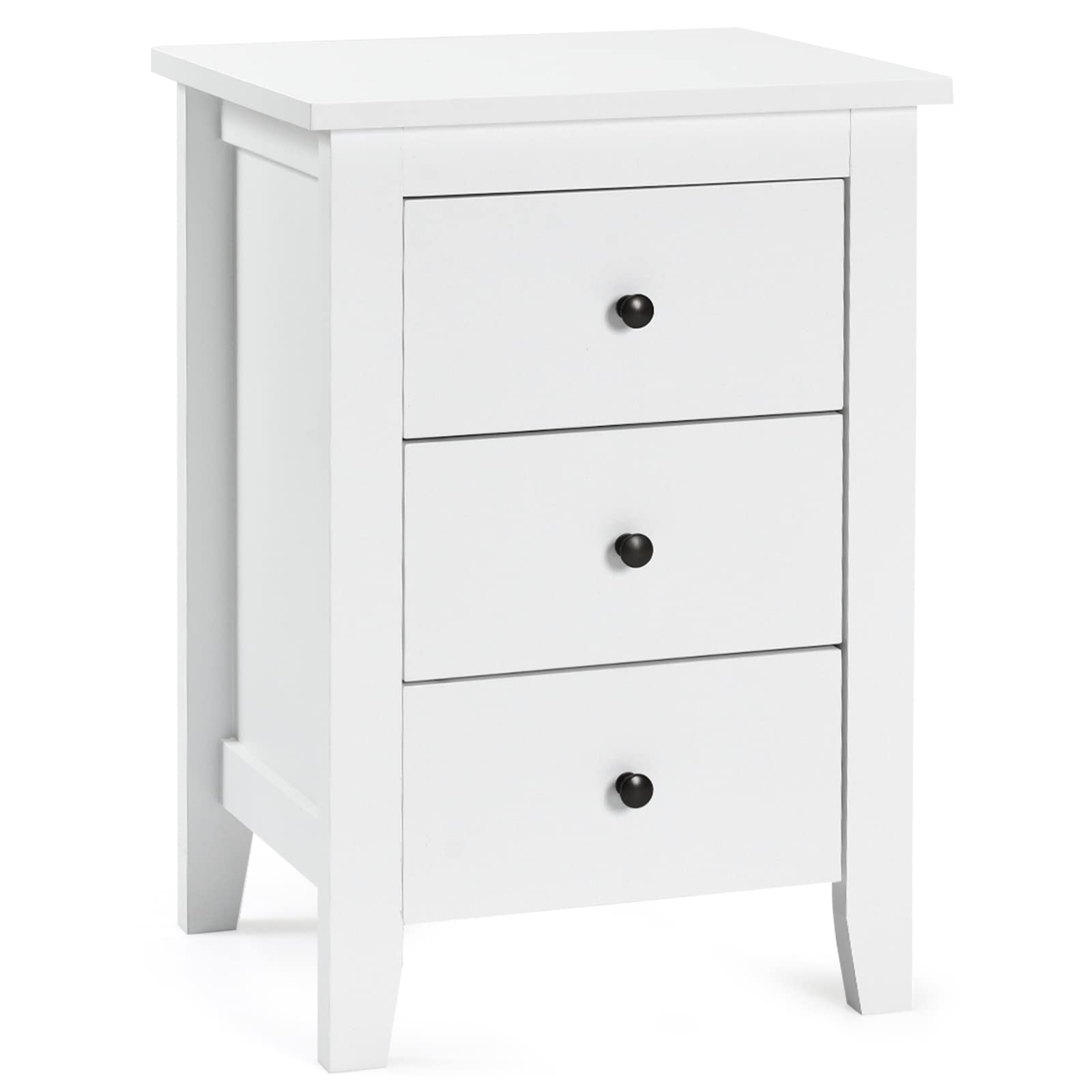 COSTWAY Bedside Table, Wooden Nightstand End Sofa Side Table with 3 ...