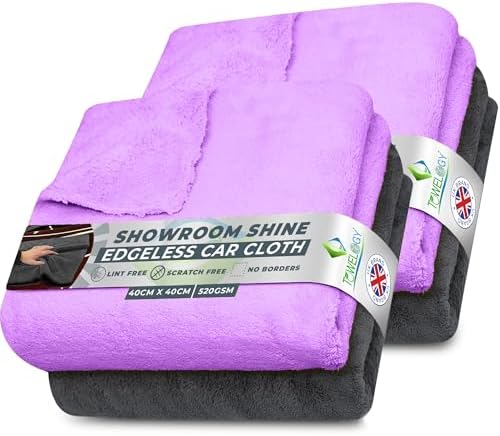 Towelogy® 520gsm Professional Microfibre Edgeless Car Cloths QUICK DRY ...
