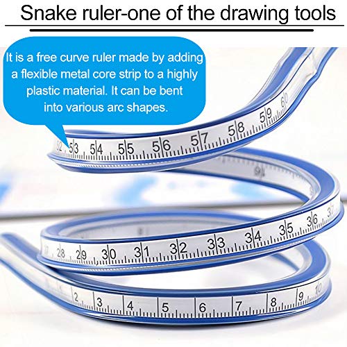 OLRWSLG 2 Pieces Flexible Curve Ruler Double-Sided Ruler Flexible ...