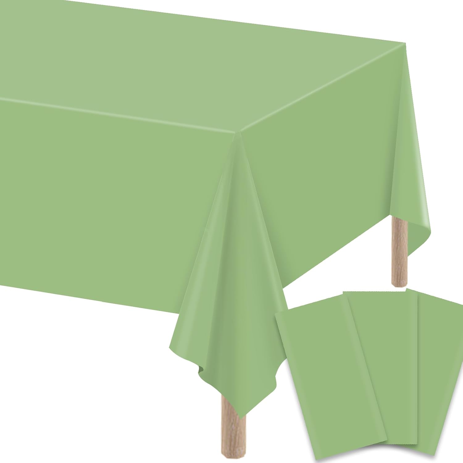 Amazon.com: QISOLIY 3 Pcs Sage Green Tablecloth Plastic Table Cloth for ...