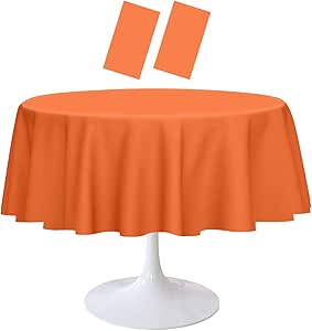 Amazon.com: RINDOJIN 2 Pack Orange Round Tablecloth 84 x 84 Inch Circle ...
