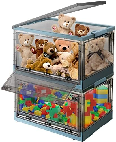 30 Liters,2 Pack Plastic Storage Bins With Wheels,Double Doors Plastic ...