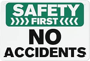 Amazon.com : No Accidents Sign, 8"x12" Aluminum Tin Sign, Outdoor ...