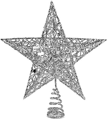Amazon.com: Ornativity Silver Star Tree Topper - Christmas Swirl Design ...