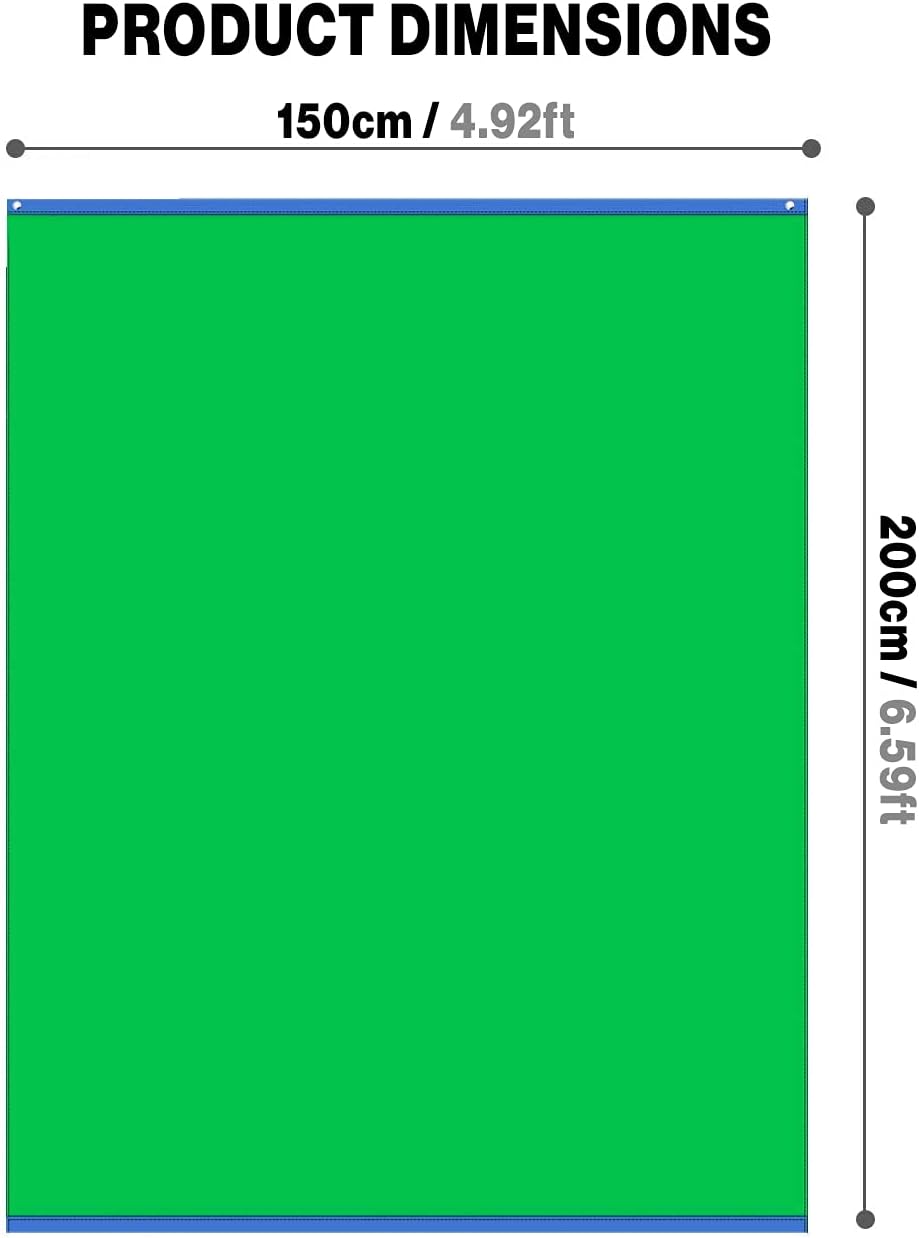 LENCARTA Green Screen Backdrop 1.5m x 2m (4.9ft x 6.6ft) Portable Green ...