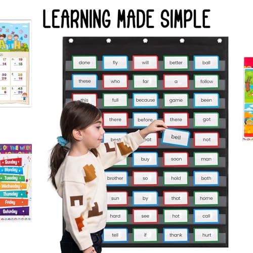 Snapklik.com : 34" Wide X 44" Tall Pocket Chart, Black - Sturdy Pocket ...