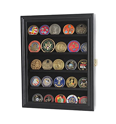 DisplayGifts Military Challenge Coin Display Case Lockable - Want It All