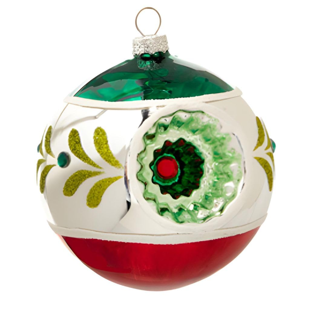 Amazon.com: RAZ Imports Reflector Ball Ornament – Green Top, Red, Green ...