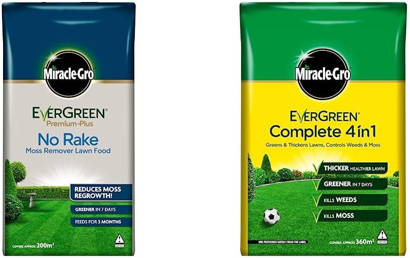 Miracle-Gro EverGreen Premium Plus No Rake Moss Remover Lawn Food 20 kg ...