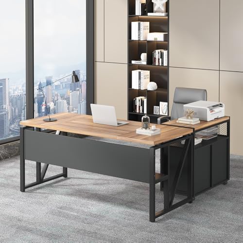 Amazon.com: Tribesigns 63" L-Shaped Executive Desk, Large Office Desk ...