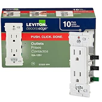 Leviton E5325-MW Decora Edge 15 Amp Tamper-Resistant Duplex Wall Outlet ...