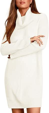 Baccarri Women's Knitted Sweaters Turtleneck Sweater Dress Stretchable ...