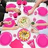 Amazon.com: Aodaer 400 Pieces Hot Pink Party Supplies Disposable ...