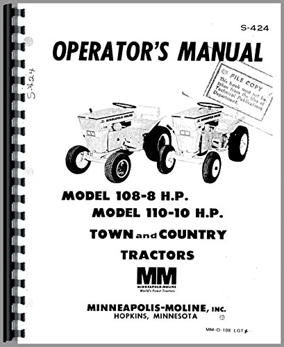 Minneapolis Moline 110 Lawn & Garden Tractor Operators Manual: unknown ...
