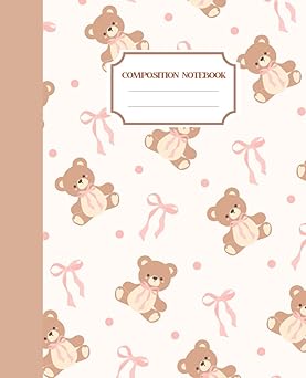 Cute Teddy Bears Notebook: Preppy Aesthetic Wide Ruled Journal for ...