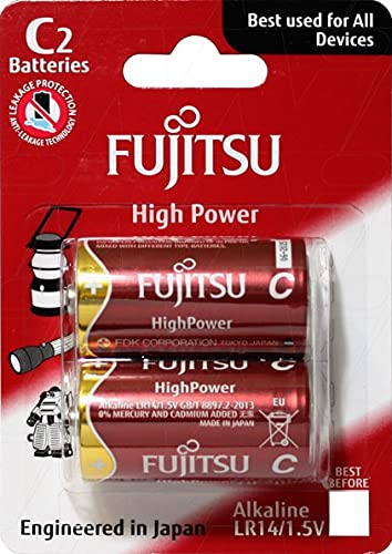 Fujitsu High Power Alkaline Batteries - LR14 C Size - Pack of 2 ...