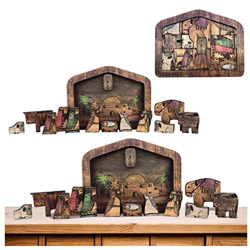 Statue de Jésus en bois - Crèche de Noël avec motif brûlé - Puzzles de ...