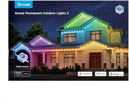 Govee Permanent Outdoor Lights 2, 150ft RGBIC Outdoor Lights with 108 ...