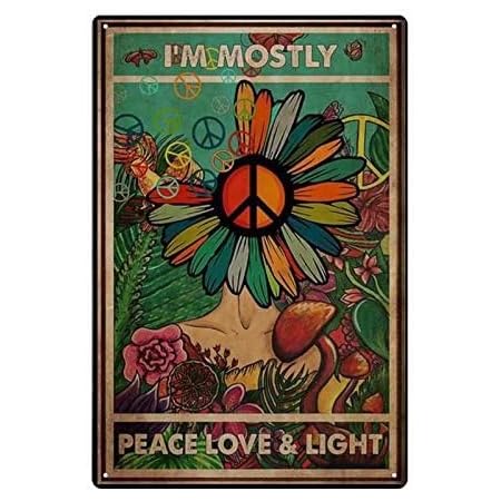 Amazon.com: Mocozim Retro Metal Tin Sign Peace and Love Daisy Poster ...