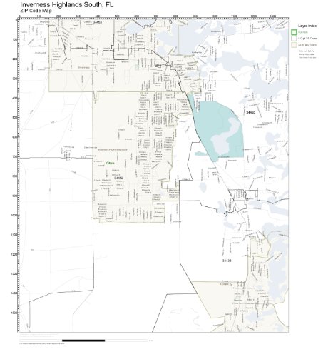 ZIP Code Wall Map of Inverness Highlands South, FL ZIP Code Map ...