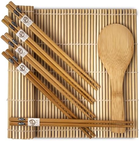 Amazon.com: No Plastic Bamboo Sushi Making Kit, Sushi Roller, 2 Bamboo ...