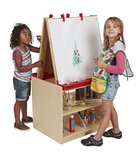 Amazon.com: ECR4Kids Double-Sided Birch Hardwood Art Easel Dry-Erase ...