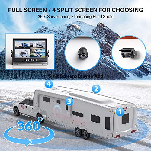 eRapta 1080P Wired Backup Camera System Kit,9" HD DVR Monitor with IP69 ...