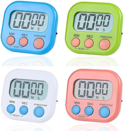 4 PCS Digital Timer, Timer Clock Kitchen Timers for Cooking Minute ...