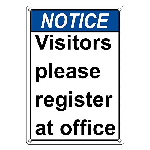 Amazon.com: Weatherproof Plastic Vertical ANSI Notice Visitors Please ...