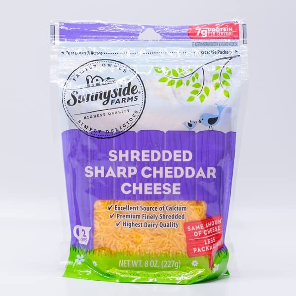 Amazon.com: Sunnyside Farms, Fancy Shredded Sharp Cheese , 8 Fl Oz ...