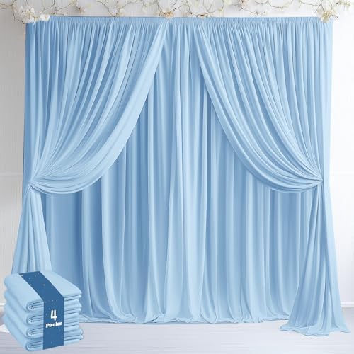 Amazon.com: GALLETY Baby Blue Backdrop Curtain for Wedding, Polyester ...