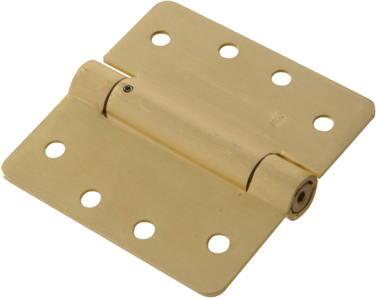 Everbilt 4 in. Satin Brass 1/4 in. Radius Adjustable Spring Door Hinge ...