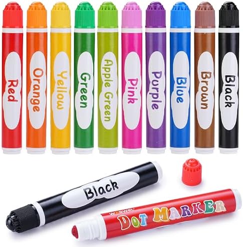 Amazon.com: WOSWEL Dot Markers, 10 Colors Washable Dot Paint Markers ...