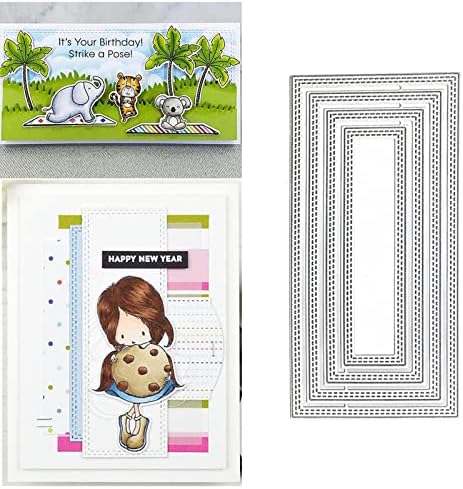 Amazon.com: 4Pcs/Set Rectangle Frame Metal Die Cuts,Slimline Stitched ...