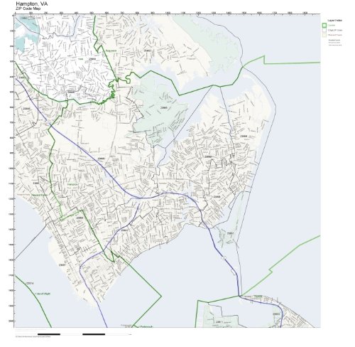 ZIP Code Wall Map of Hampton, VA ZIP Code Map Laminated: Amazon.com ...