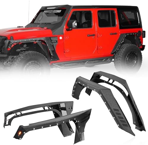 Amazon.com: Hooke Road JL Fender Flares Armor Style Front and Rear Kit ...