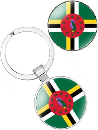 Amazon.com: Flag Key Chain Metal Keychain and Dominica Alloy Pin Brooch ...