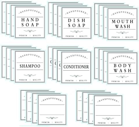 36 PCS Printed Waterproof Labels for Shampoo and Conditioner Bottles ...